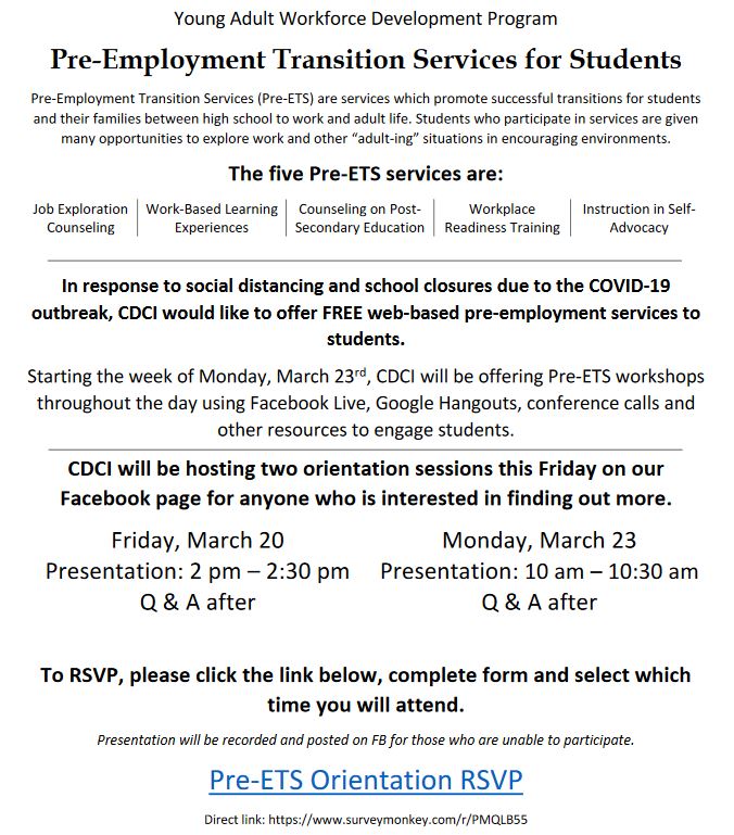 Pre-Employment Transition Services for Students Orientation – Capital ...